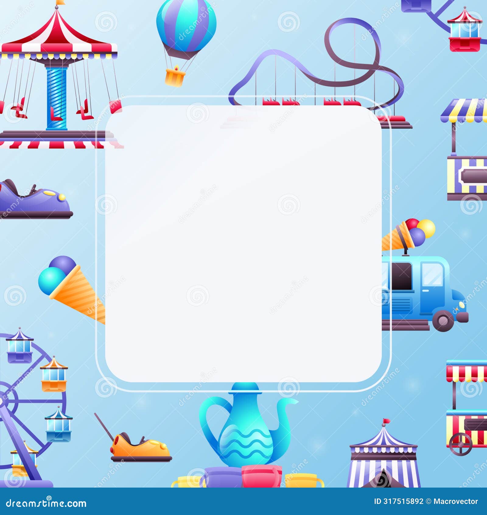 Amusement Park Flat Cartoon Frame Stock Illustration - Illustration of ...