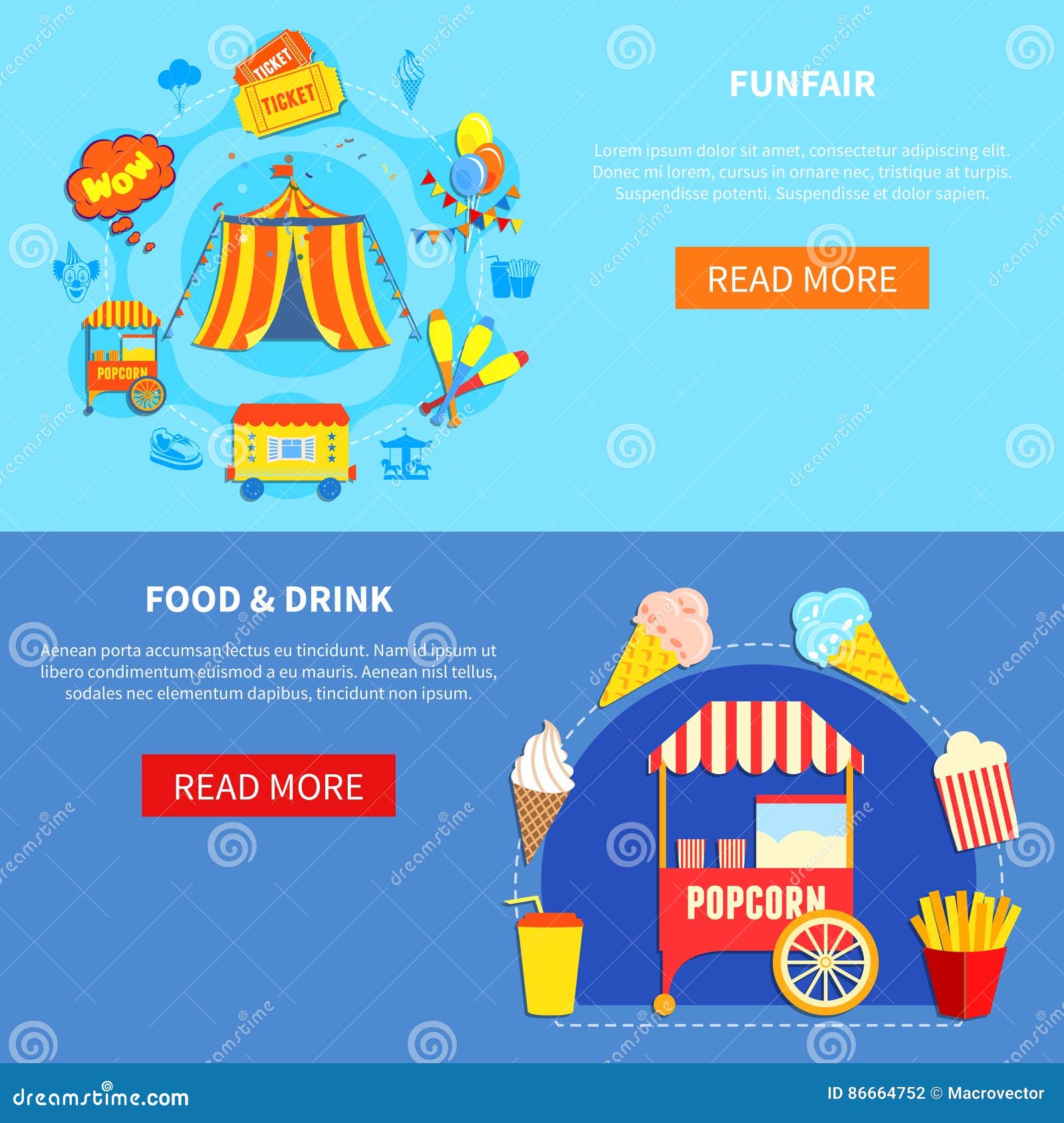 Funfair Banners Cartoon Vector | CartoonDealer.com #44351639