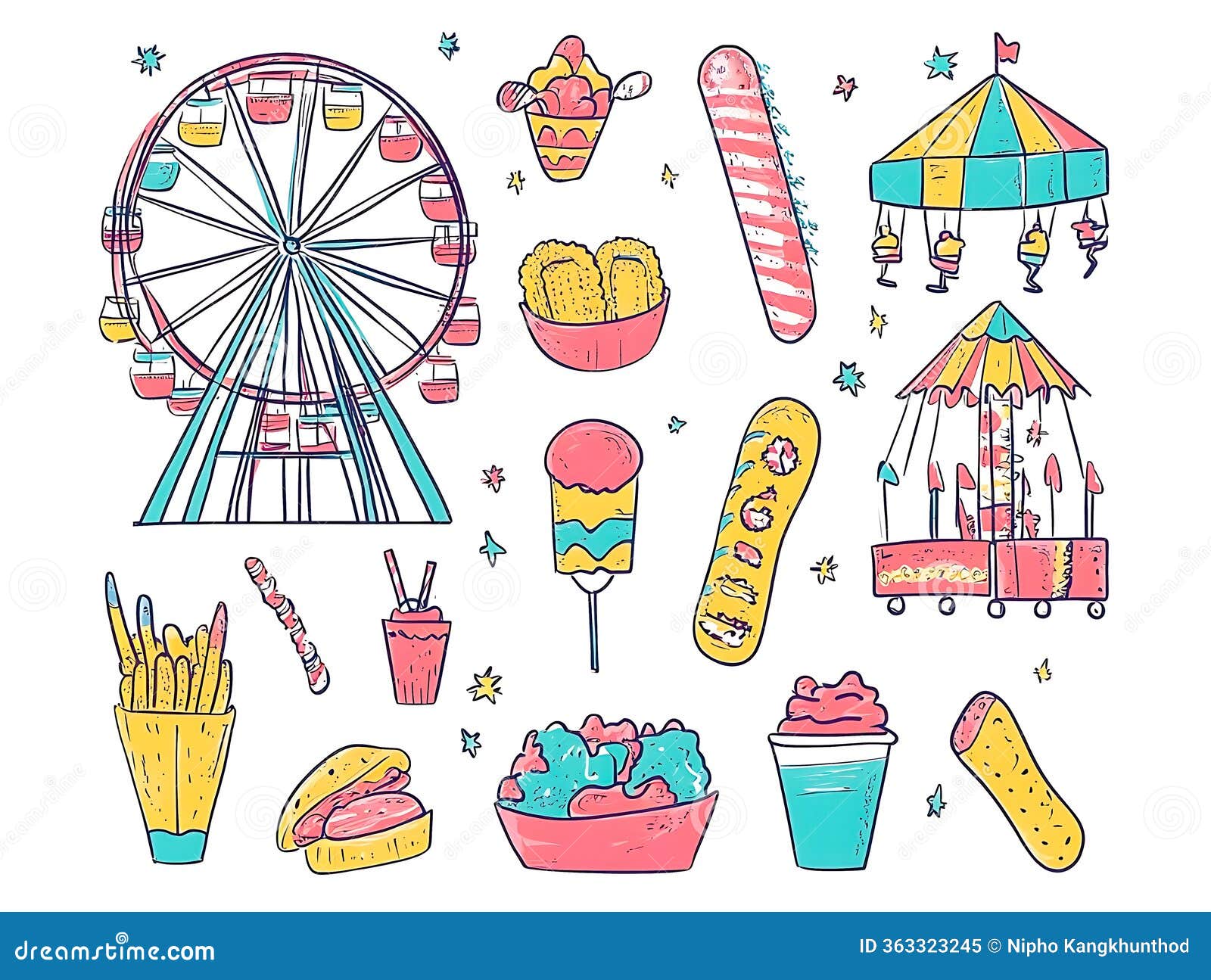 Amusement Park Fun Doodles, Ai Generated Stock Illustration ...