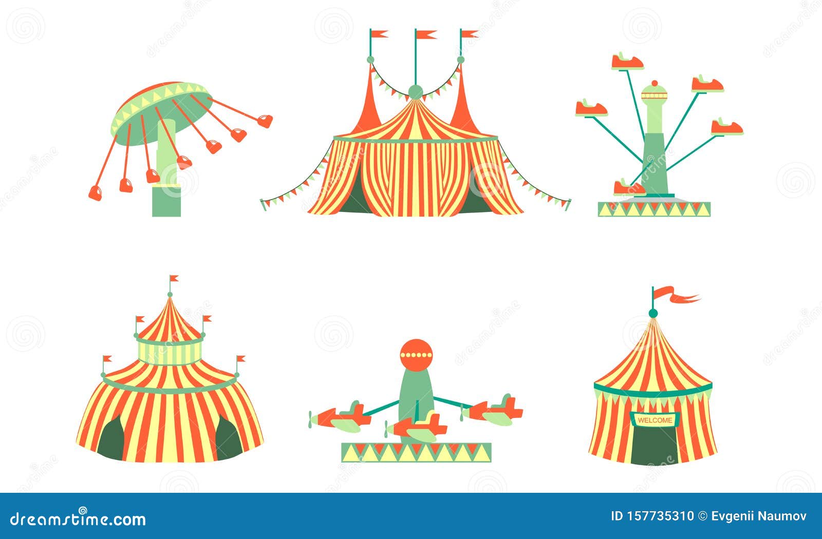 Amusement Park Icons Set, Carnival, Festival Funfair Attractions ... Amusement Park Icons Set, Carnival, Festival Funfair Attractions ...