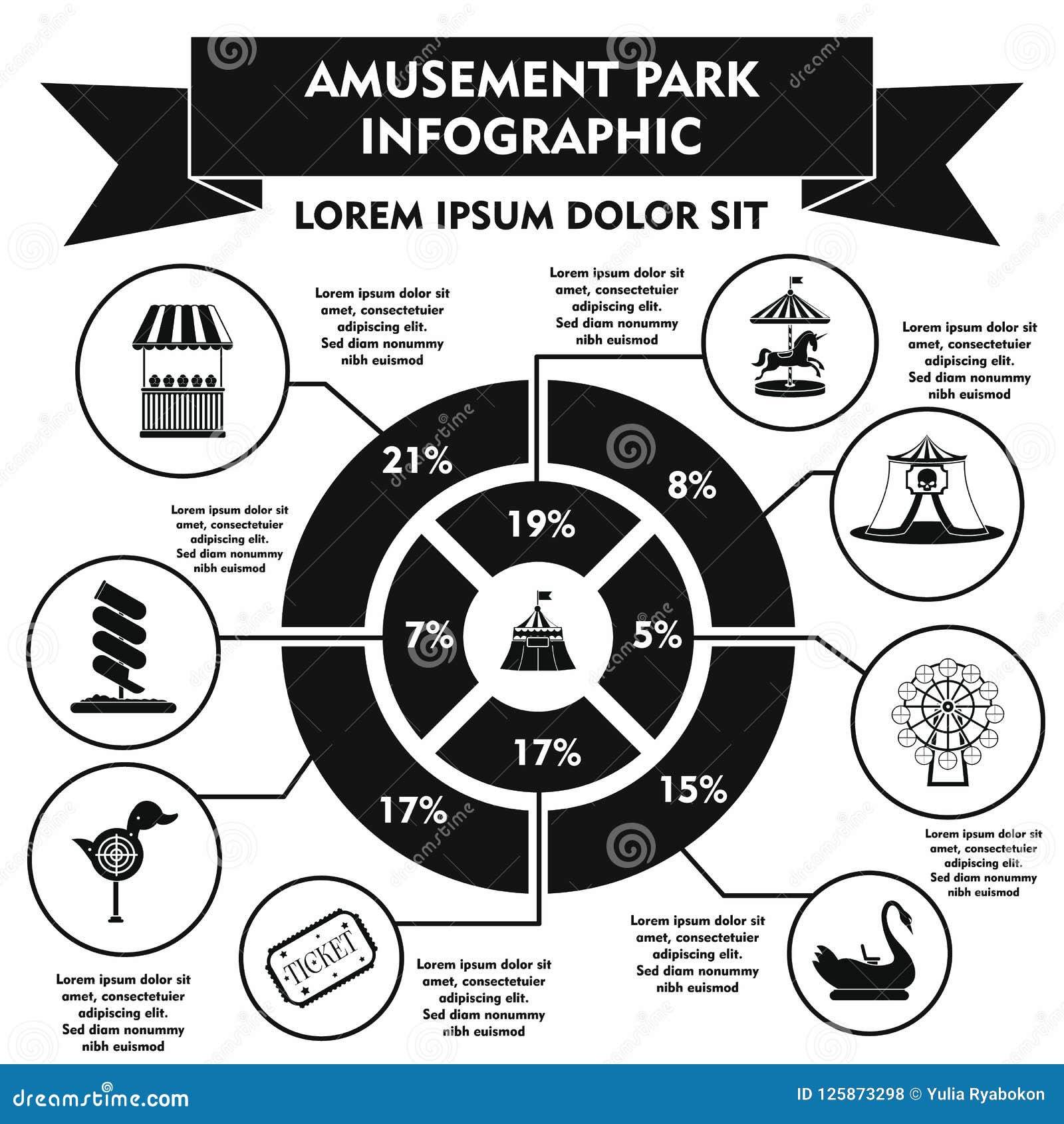 Amusement Park Infographic Elements, Simple Style Stock Illustration ...
