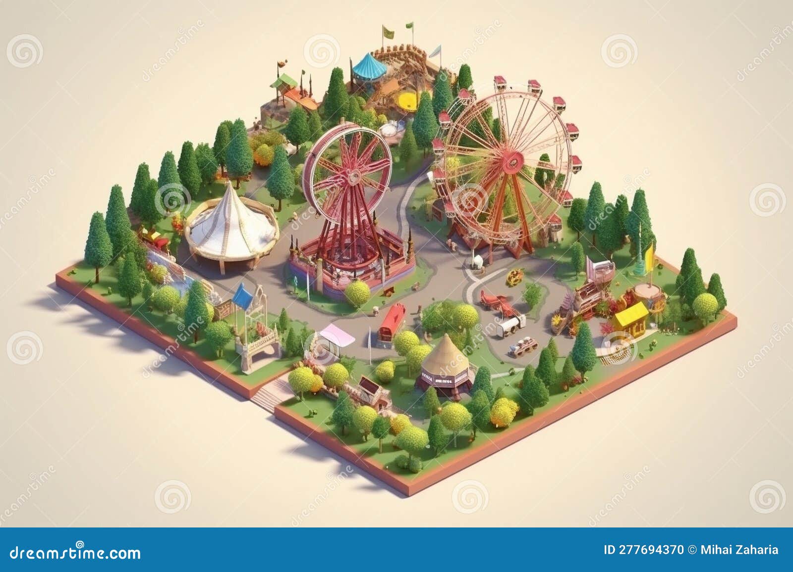 Amusement Park. Isometric View. Generative AI Stock Illustration ...