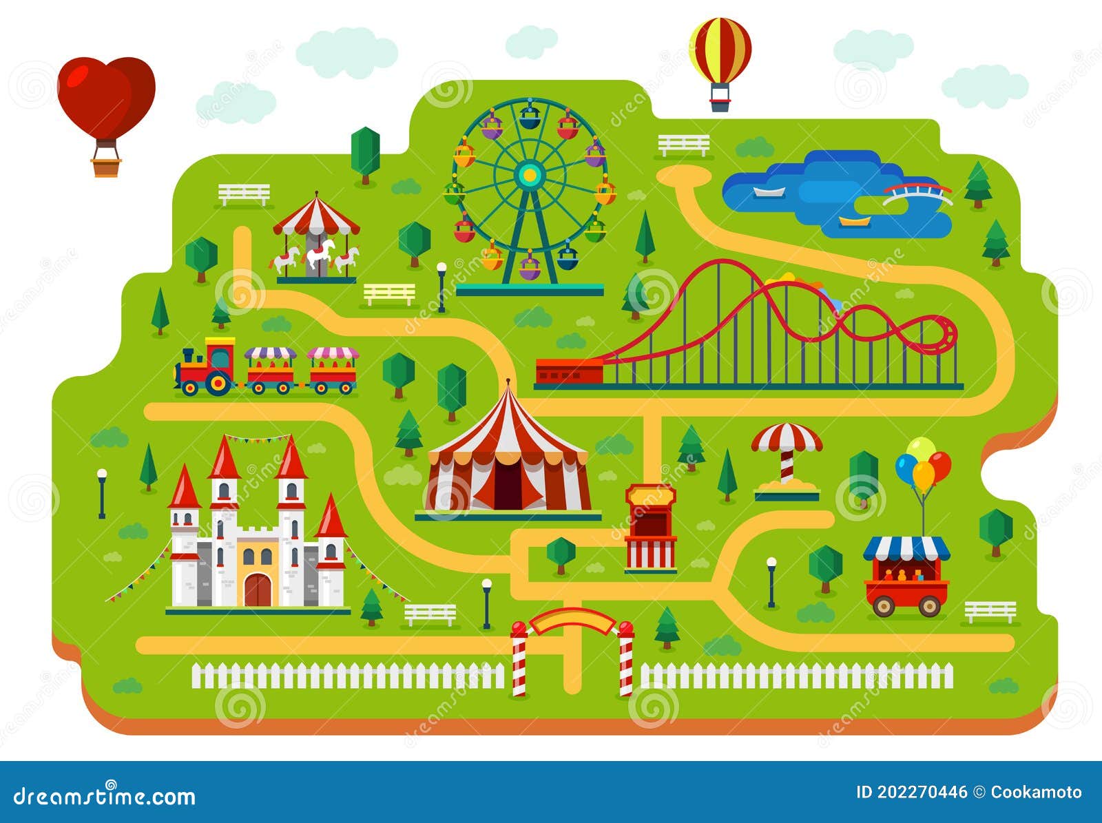 Amusement Park Map, Funfair Carnival Rides Plan Stock Vector ... Amusement Park Map, Funfair Carnival Rides Plan Stock Vector ...