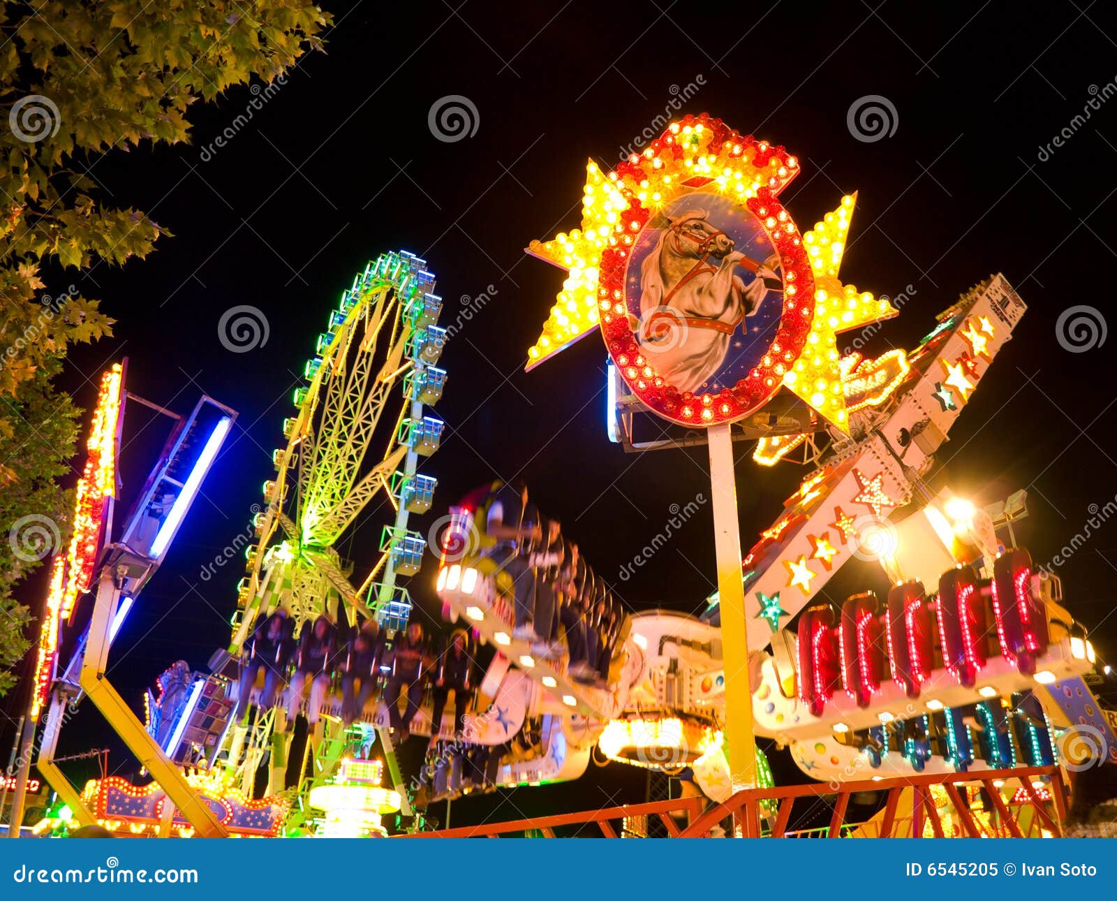 Amusement park at night stock image. Image of halloween - 6545205