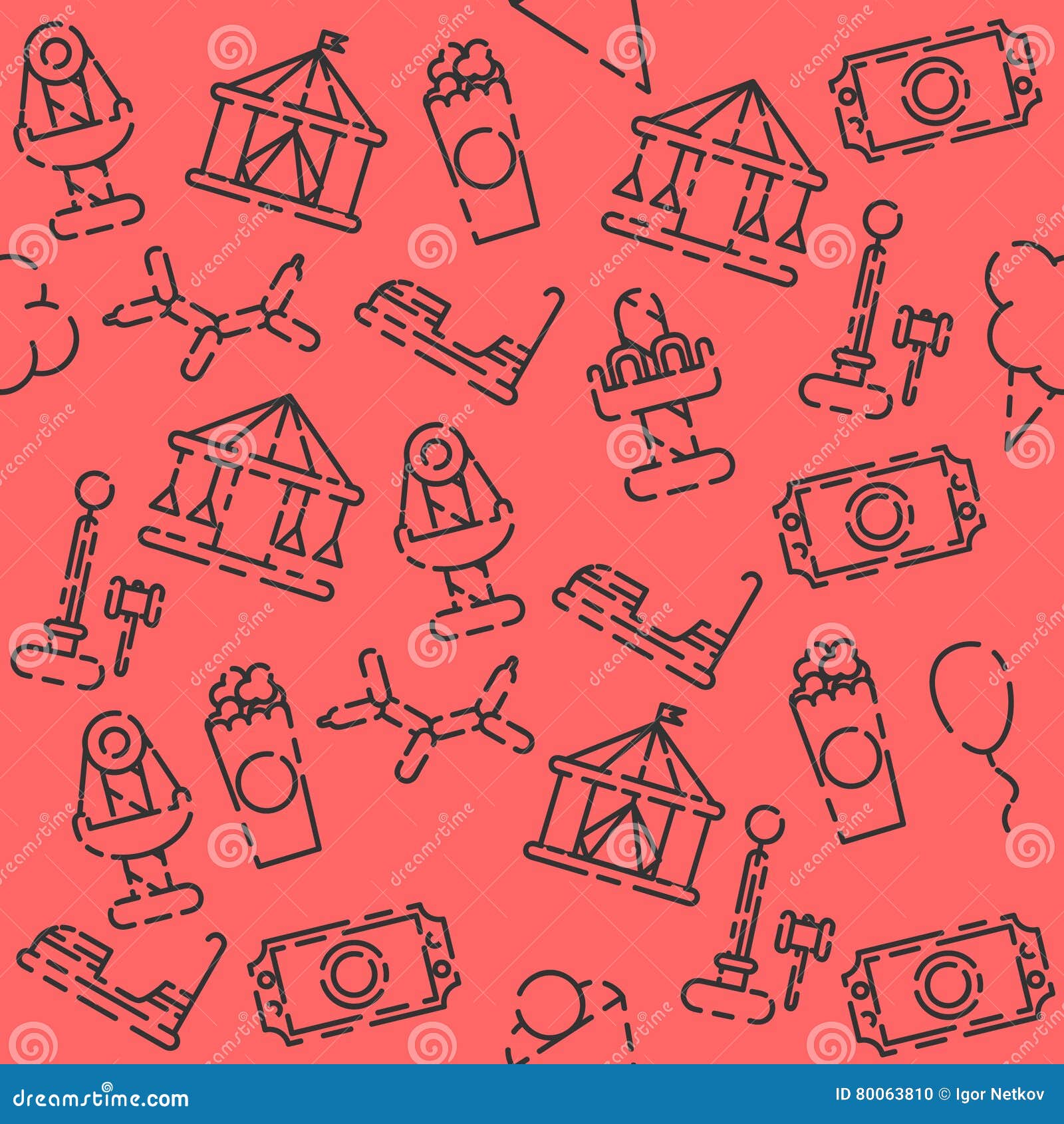 Amusement park pattern stock vector. Illustration of design - 80063810