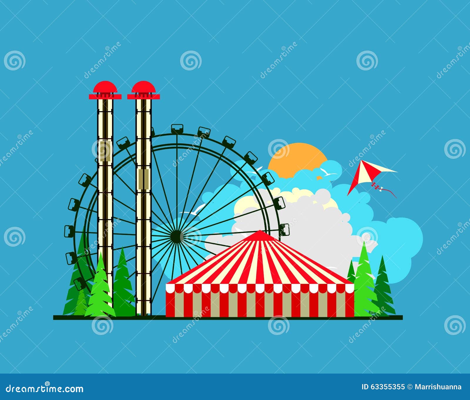 Amusement park poster stock vector. Illustration of entertain - 63355355