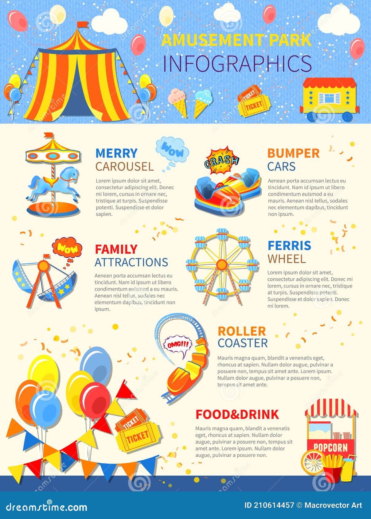 Amusement Park Potential Infographics Layout Stock Vector ...