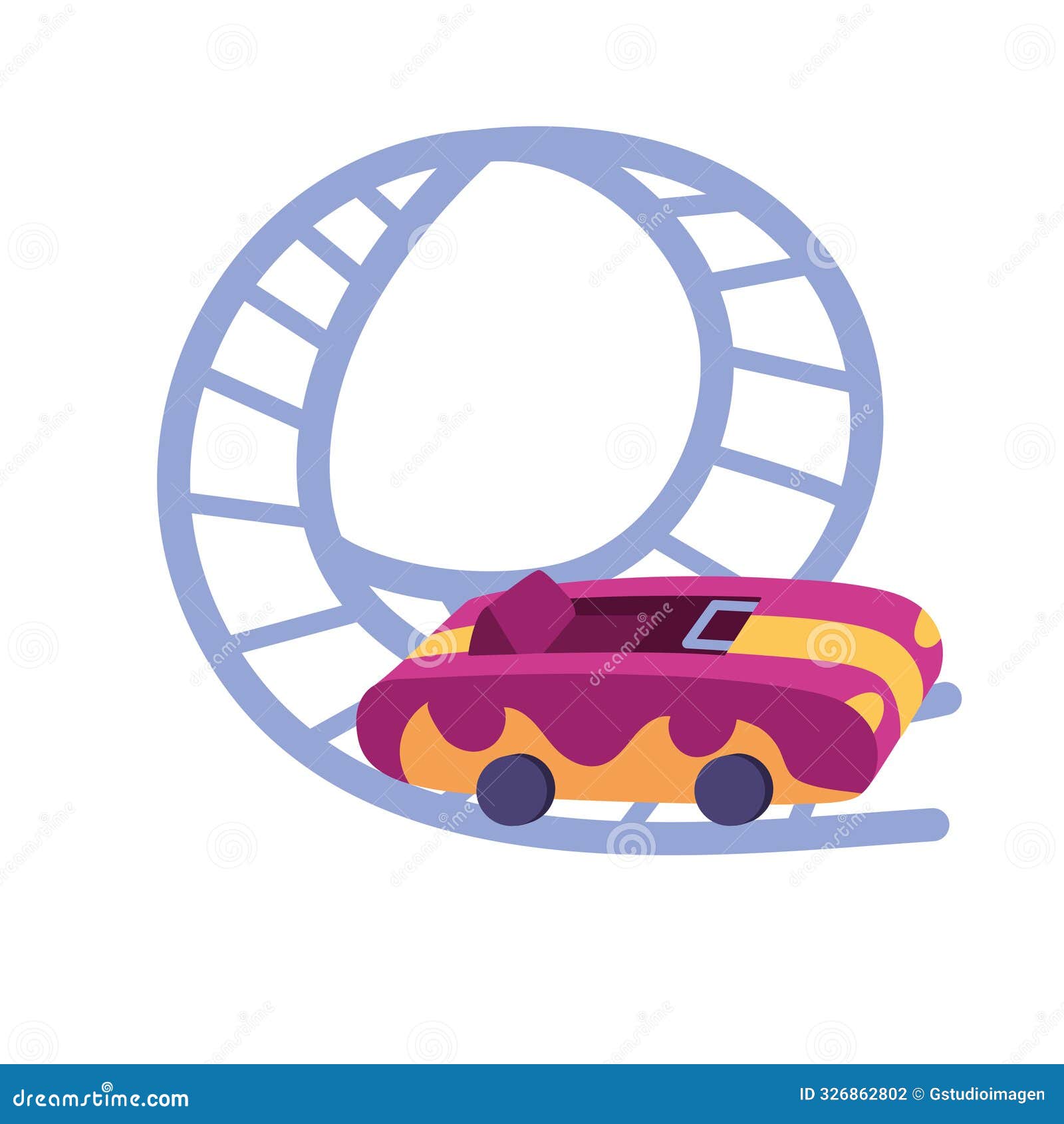 Amusement Park Roller Coaster Empty Stock Illustration - Illustration ...