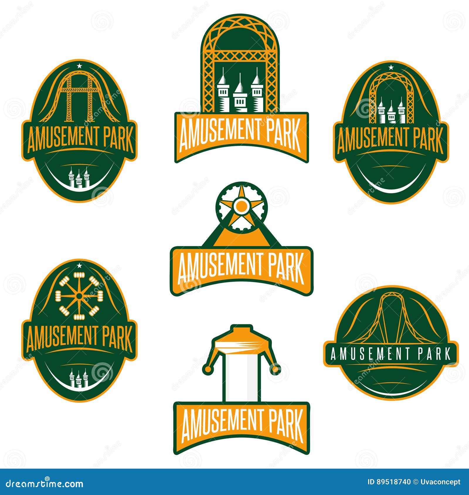 Amusement Park Sport Labels Set Vector Design Stock Vector ...