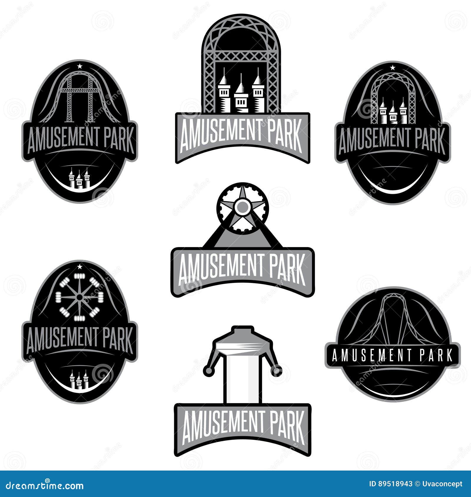 Amusement Park Sport Labels Set Vector Design Stock Vector ...