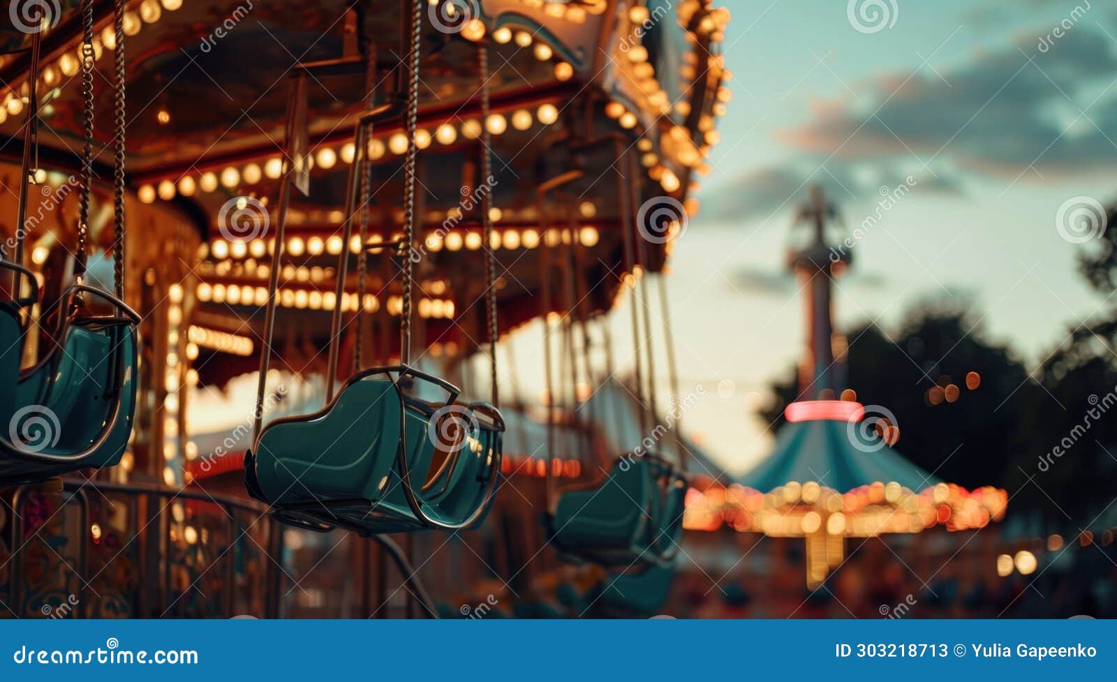 An Amusement Park with Various Colorful Fair Rides Stock Illustration ...