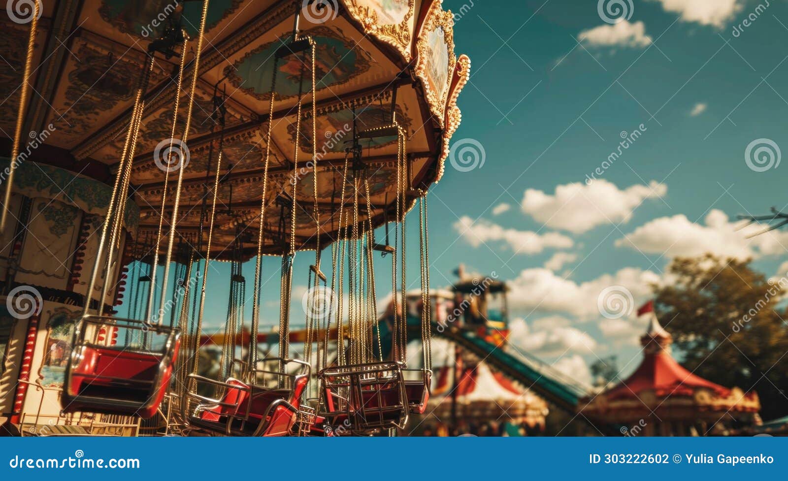 An Amusement Park with Various Colorful Fair Rides Stock Photo - Image ...