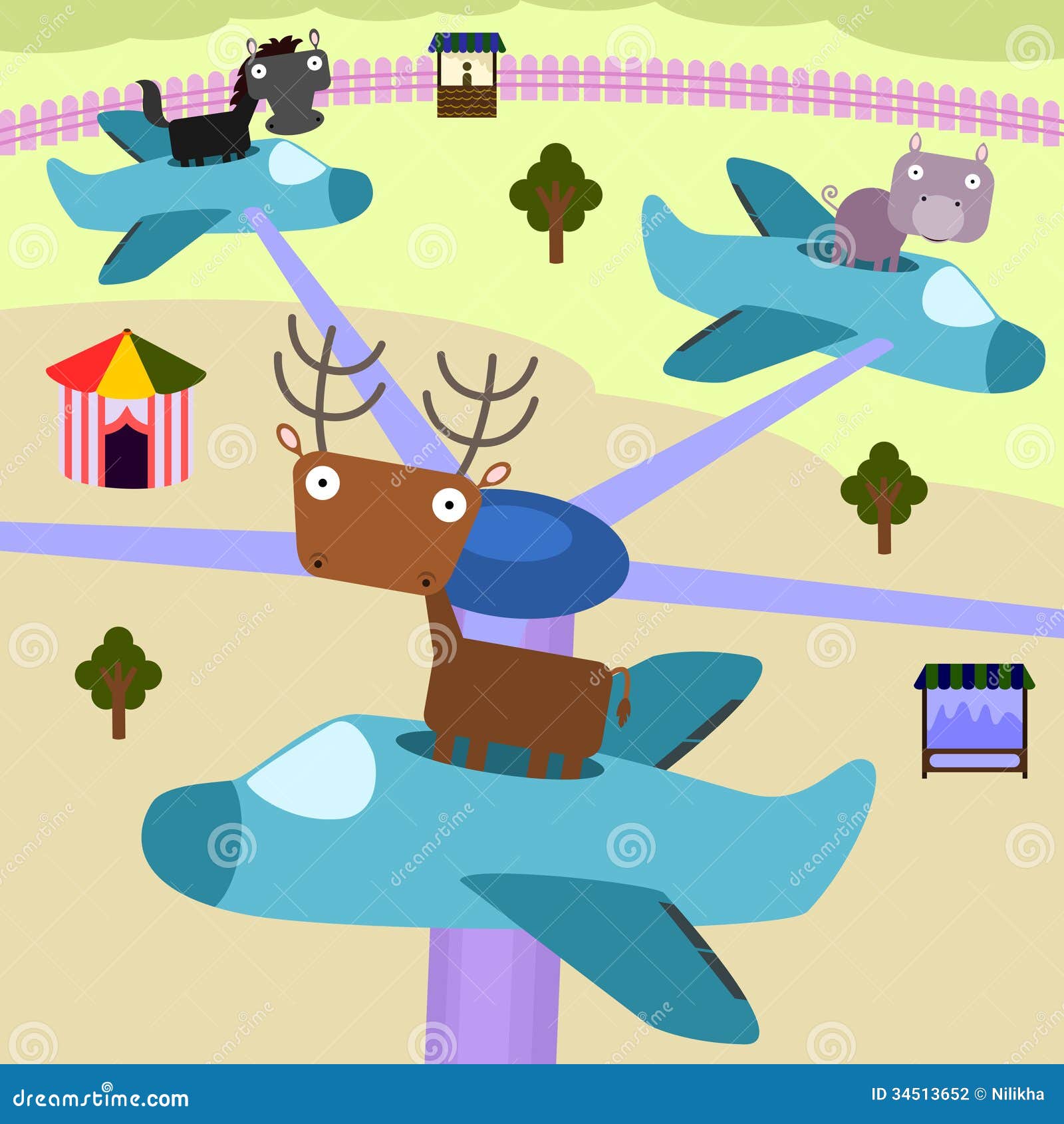 Amusement plane ride stock illustration. Illustration of carnival ...