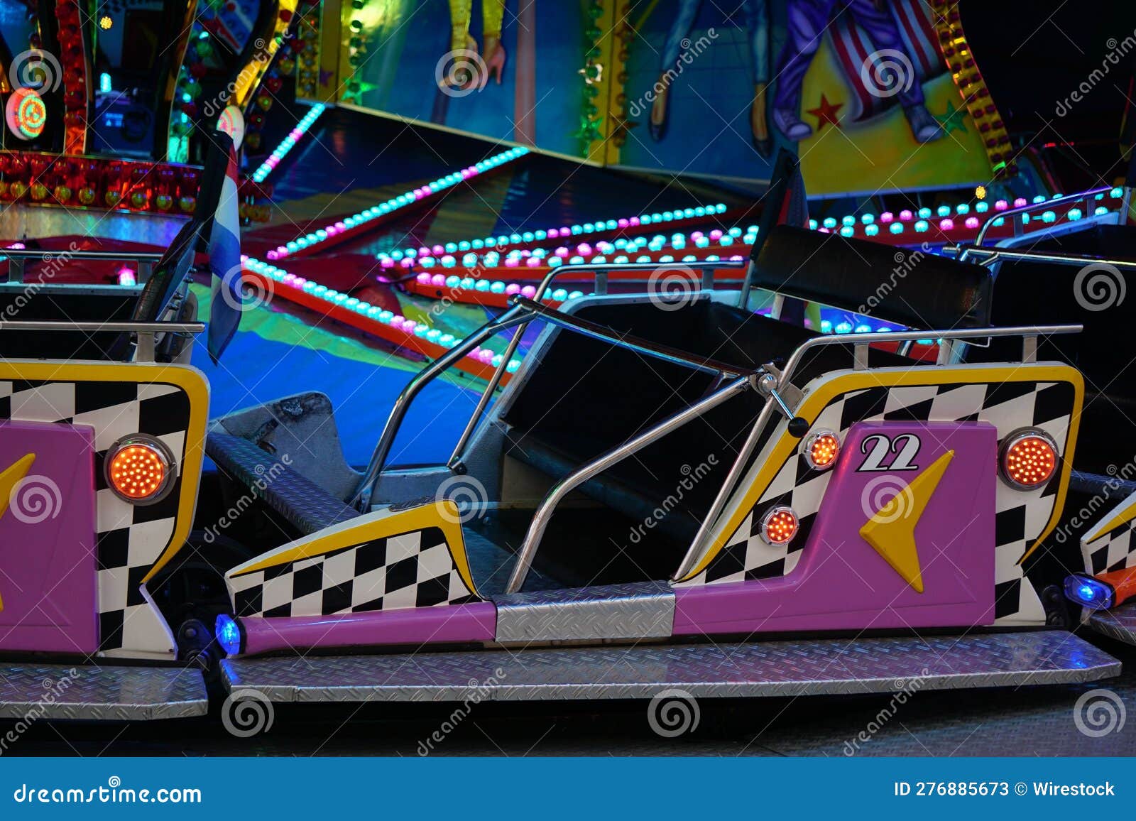A Carnival Ride with a Checkered Theme on the Ground Stock Illustration ...
