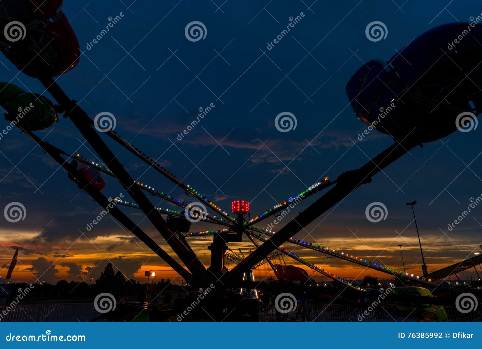 Amusement Ride at Night stock photo. Image of carnival - 76385992