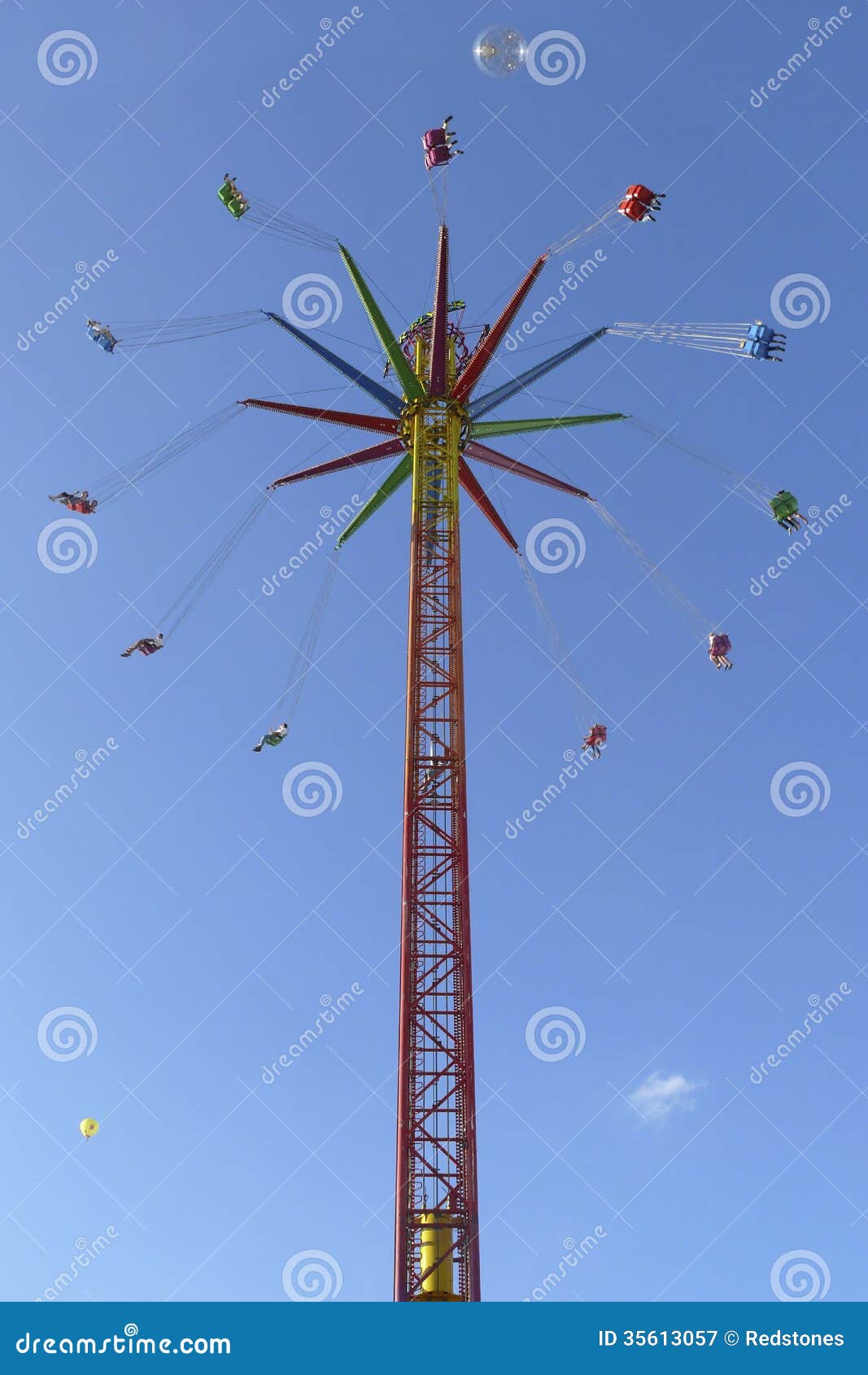 Amusement-Rides and Blue Sky Stock Image - Image of happiness, high ...