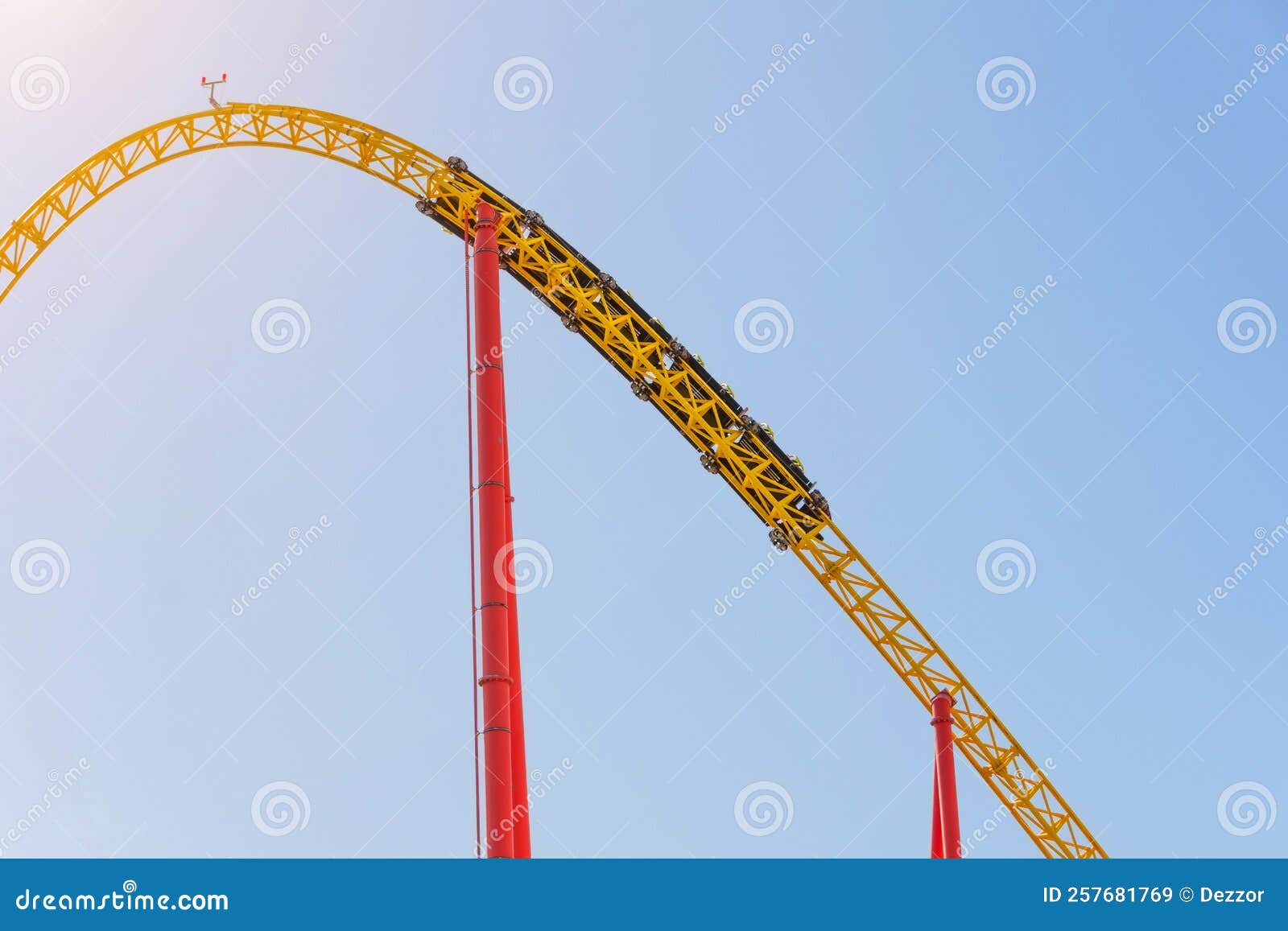 Amusement Trolley Makes Circle Loop Turns Upside Down, Roller Coaster ...