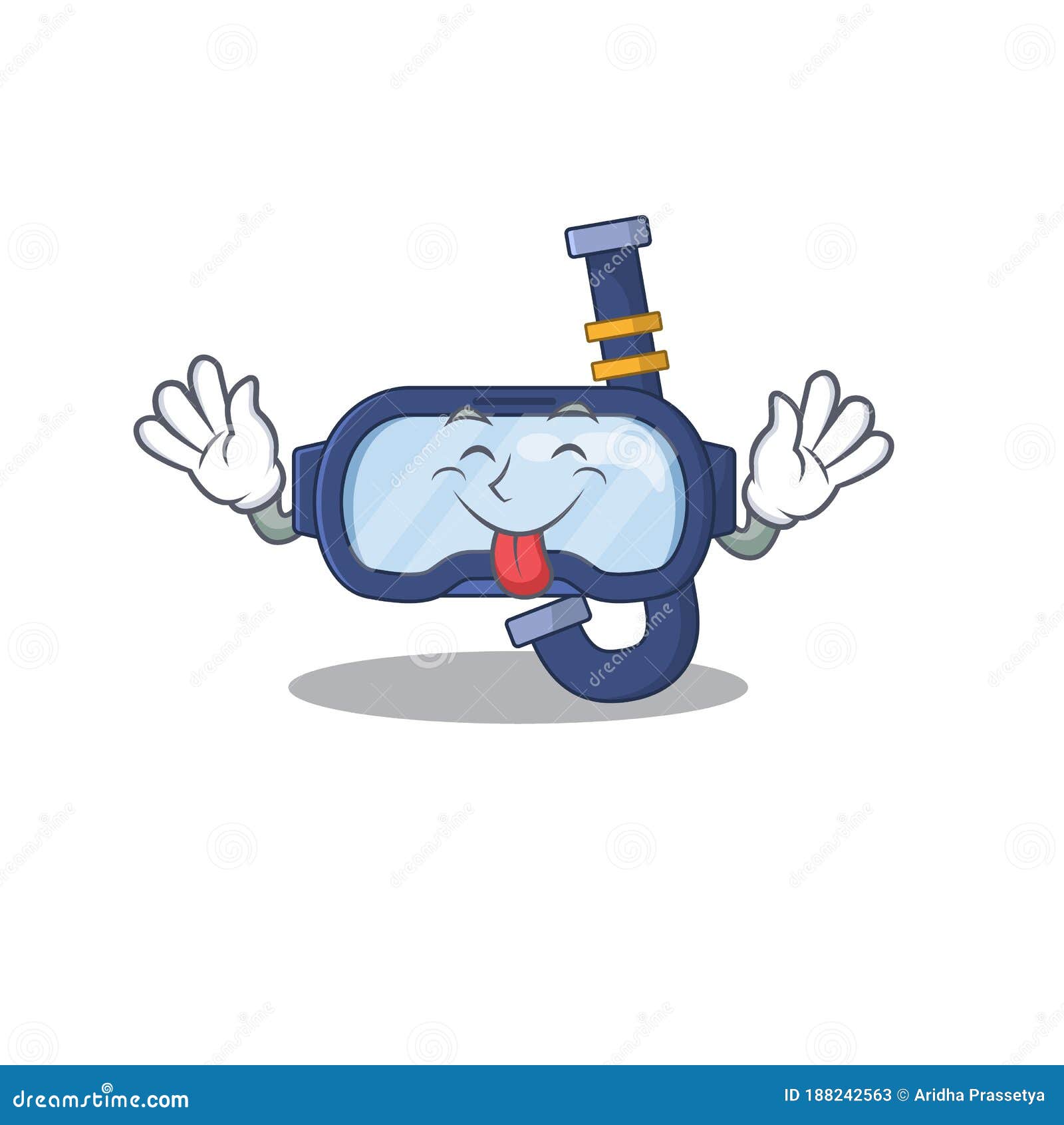 Amusing Dive Glasses Cartoon Picture Style with Tongue Out Face Stock ...