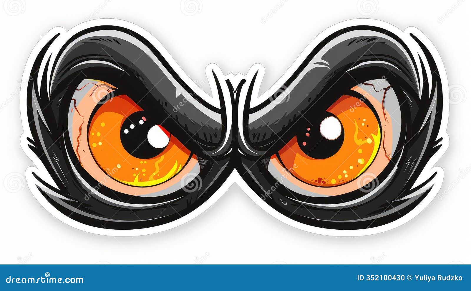 Amusing Evil Face Sticker with Angry Cartoon Eyes Stock Photo - Image ...