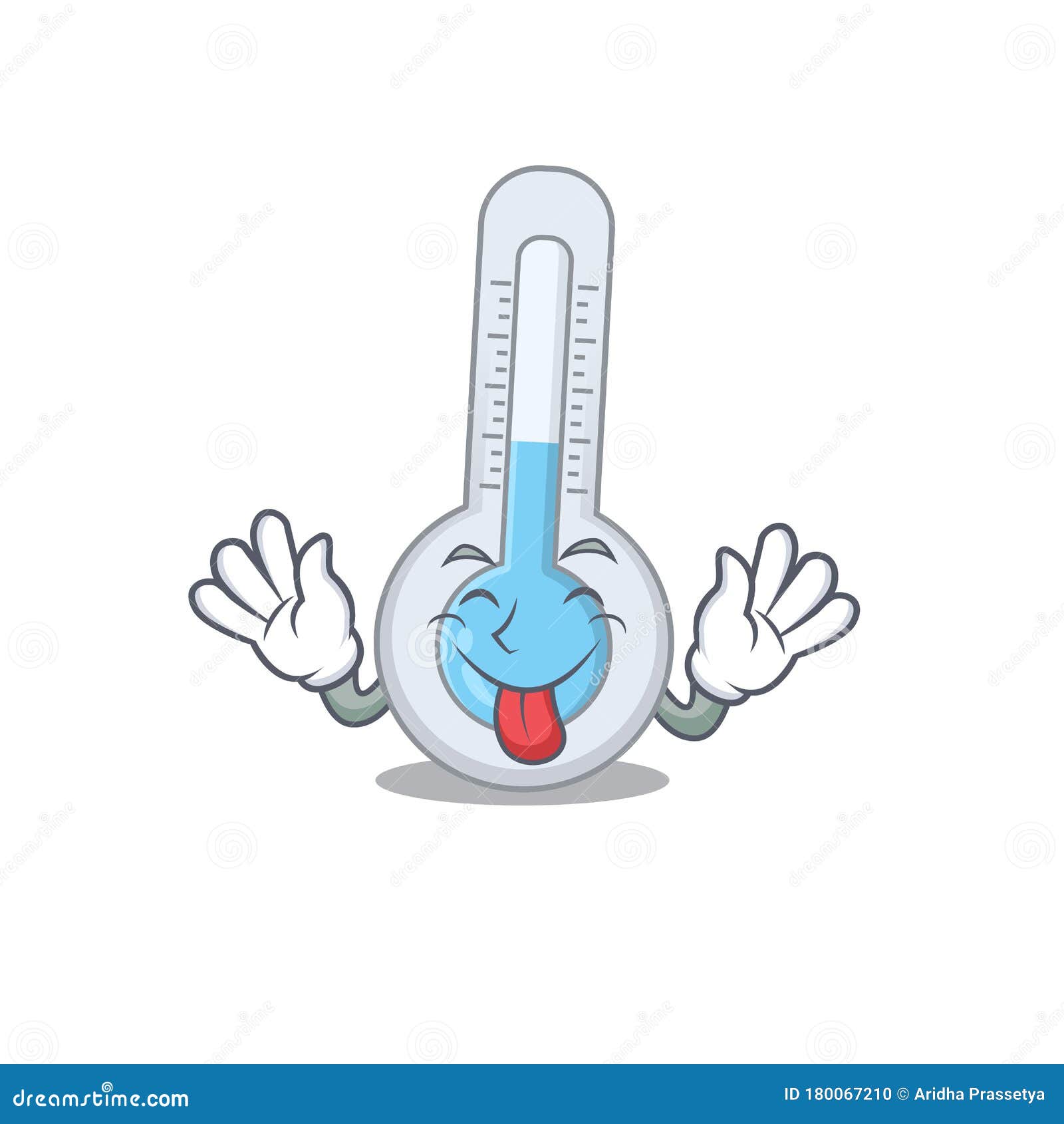 An Amusing Face Cold Thermometer Cartoon Design with Tongue Out Stock ...