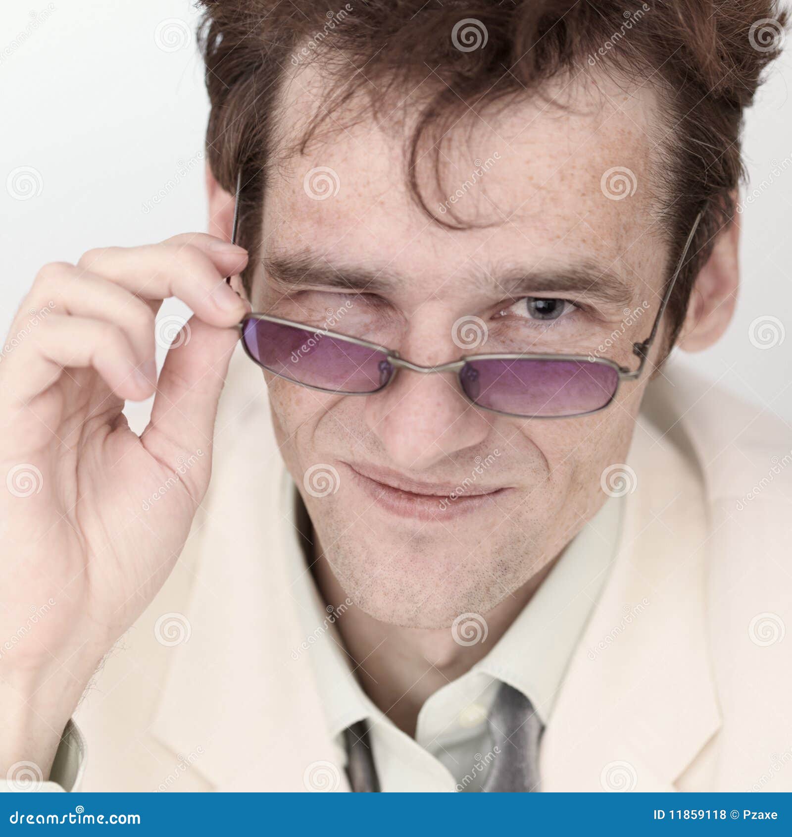 Amusing Portrait of Artful Man with Spectacles Stock Photo - Image of ...