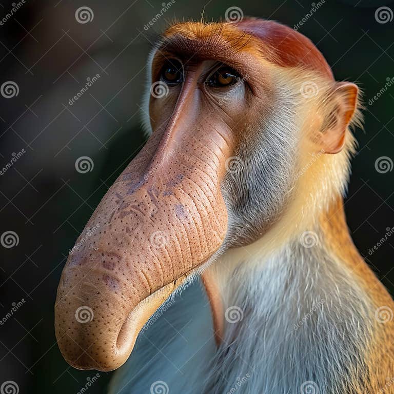 Amusing Proboscis Monkey with Its Long Nose Stock Illustration ...