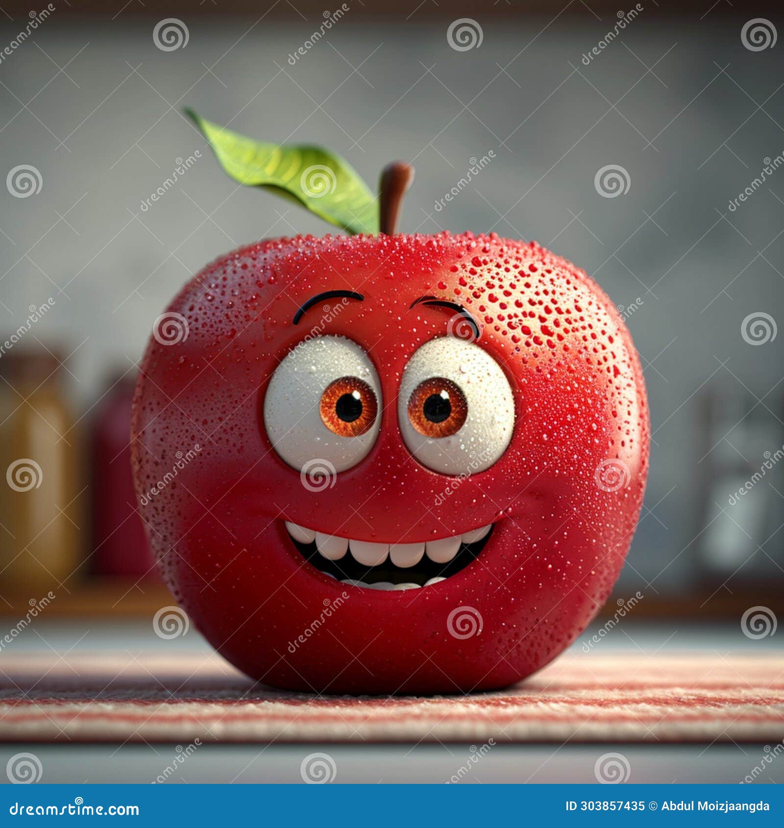 Amusing Red Apple with Eyes, Adding a Touch of Humor Stock Illustration ...