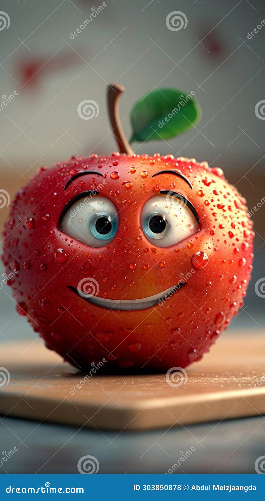 Amusing Red Apple with Eyes, Adding a Touch of Humor Stock Illustration ...