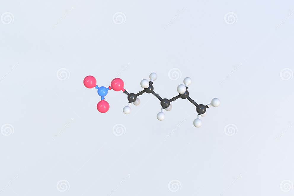 Amyl Nitrate Molecule, Isolated Molecular Model. 3D Rendering Stock ...