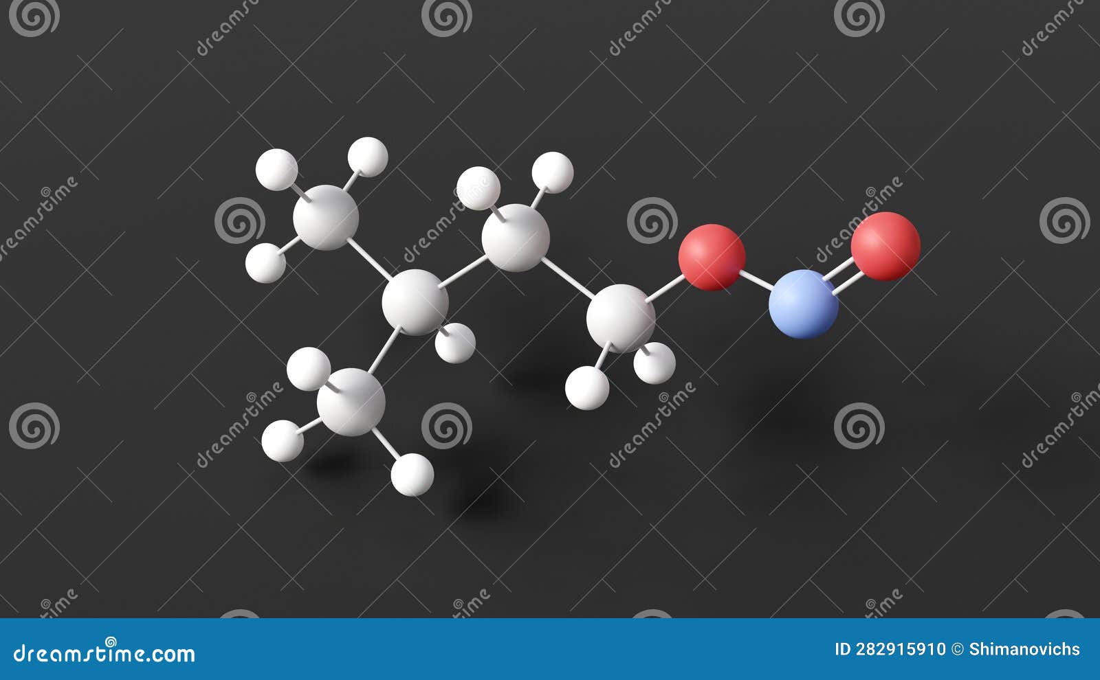 Amyl Nitrite Molecule, Molecular Structure, Isoamyl Nitrite, Ball and ...