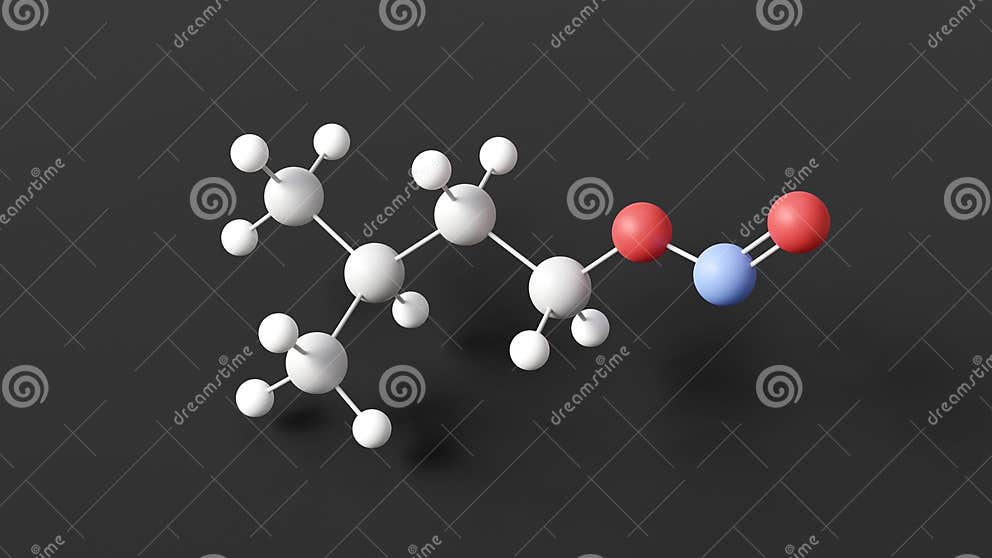 Amyl Nitrite Molecule, Molecular Structure, Isoamyl Nitrite, Ball and ...
