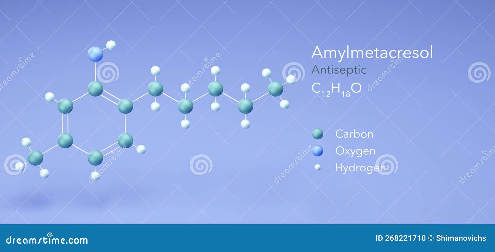 Amylmetacresol Molecule, Molecular Structures, Antiseptic, 3d Model ...