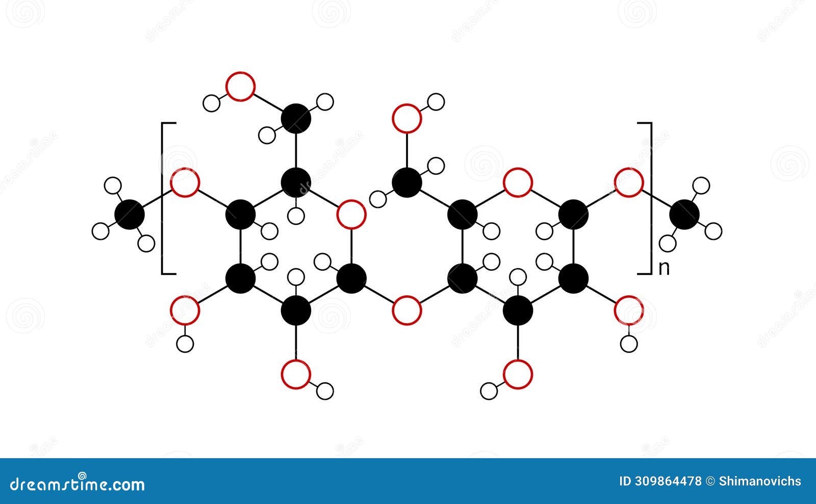 Amylose Molecule, Structural Chemical Formula, Ball-and-stick Model ...