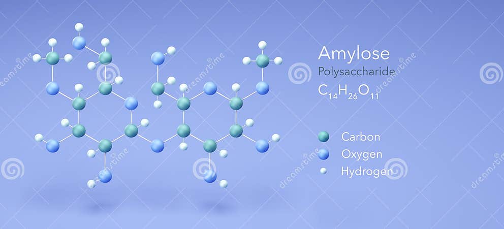 Amylose, Polysaccharide. Molecular Structures, 3d Rendering, Structural ...