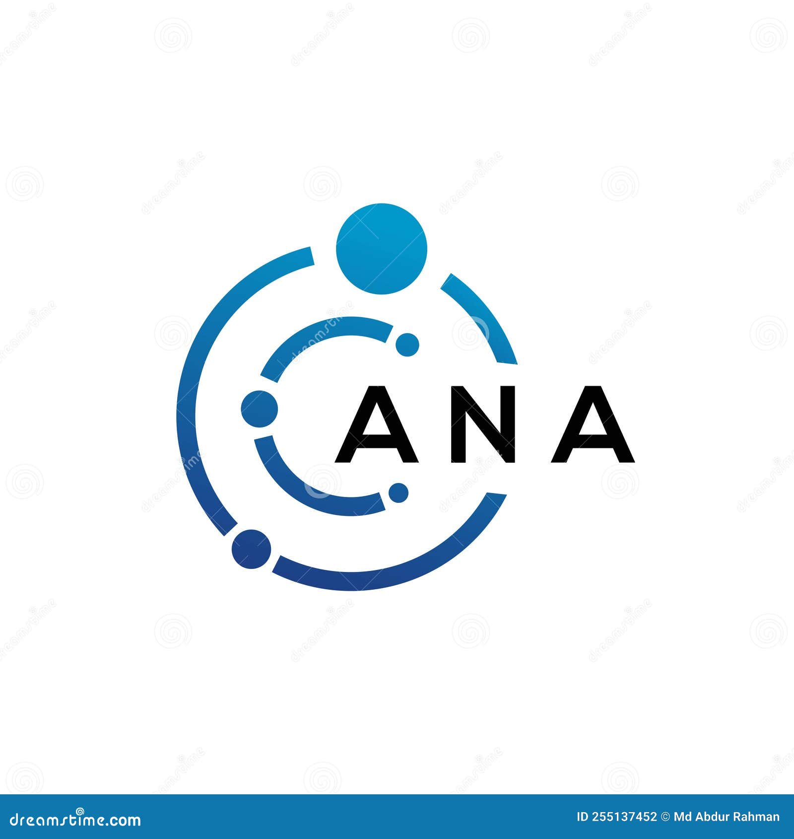 ANA Letter Logo Design on Black Background. ANA Creative Initials ...