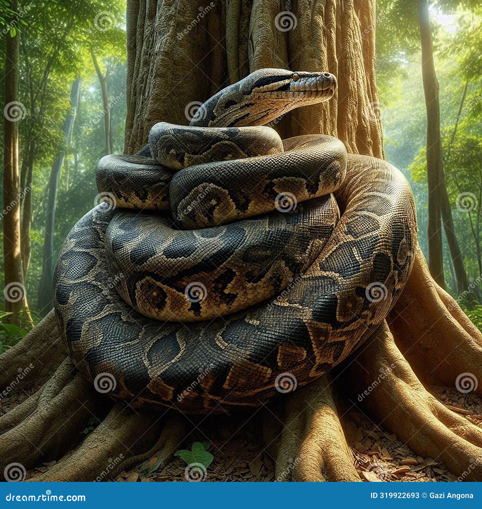 Anaconda Coiled Around. Generative Ai Stock Illustration - Illustration ...