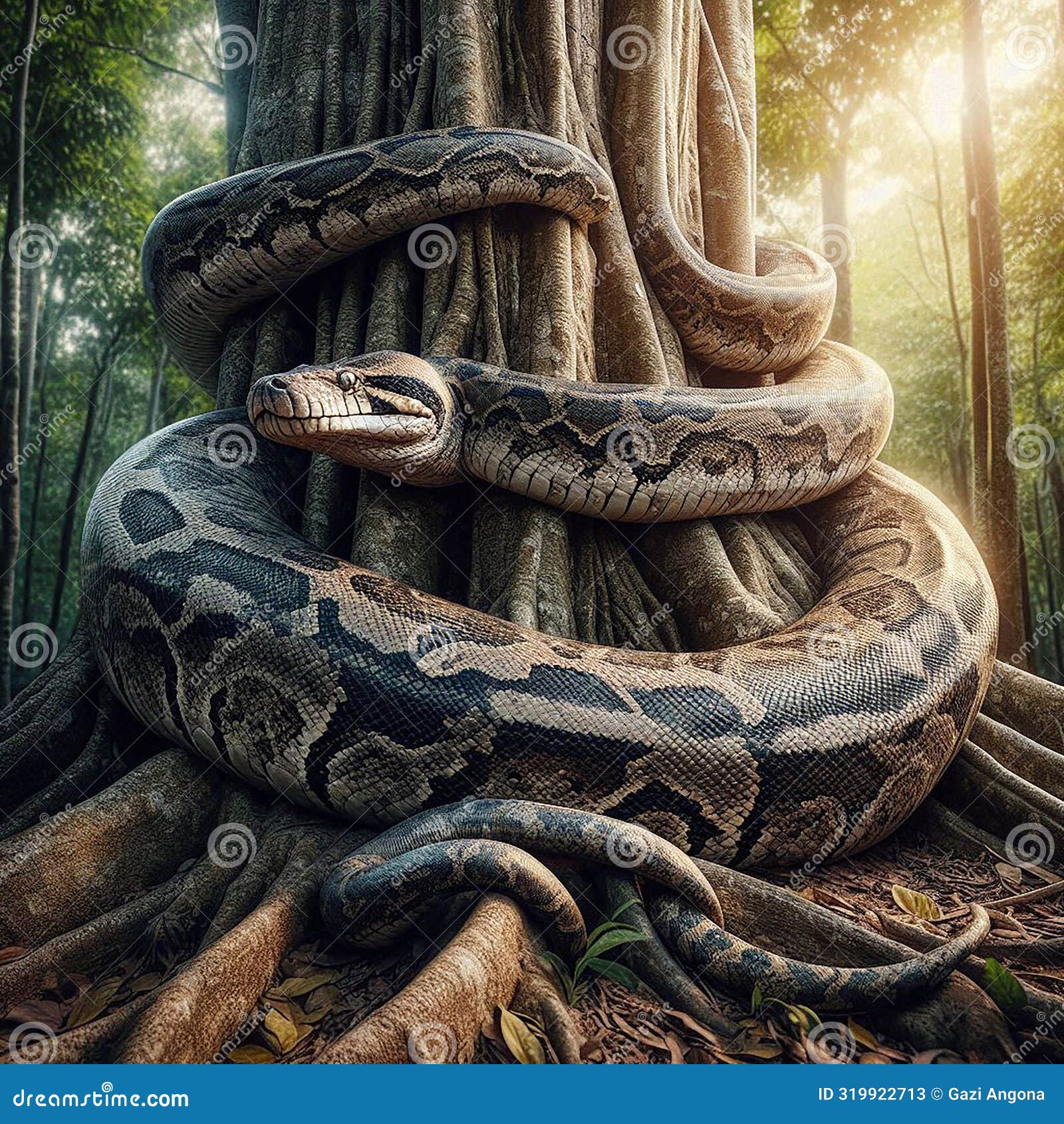 Anaconda Coiled Around. Generative Ai Stock Illustration - Illustration ...