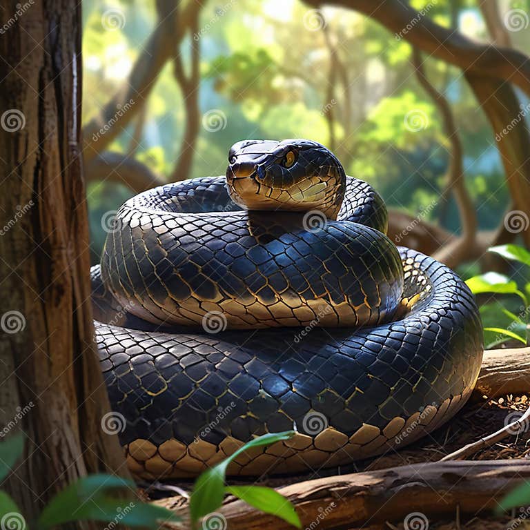 Anaconda Coiled Around. Generative Ai Stock Illustration - Illustration ...