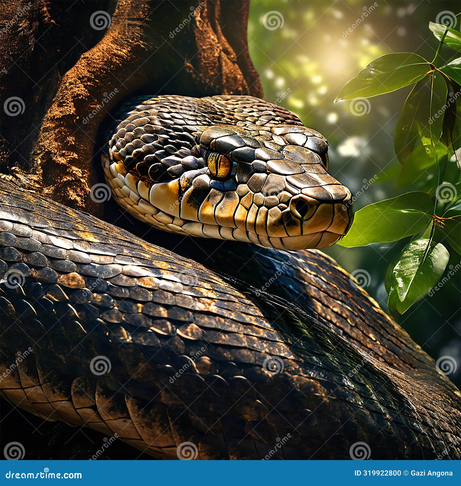 Anaconda Coiled Around. Generative Ai Stock Illustration - Illustration ...