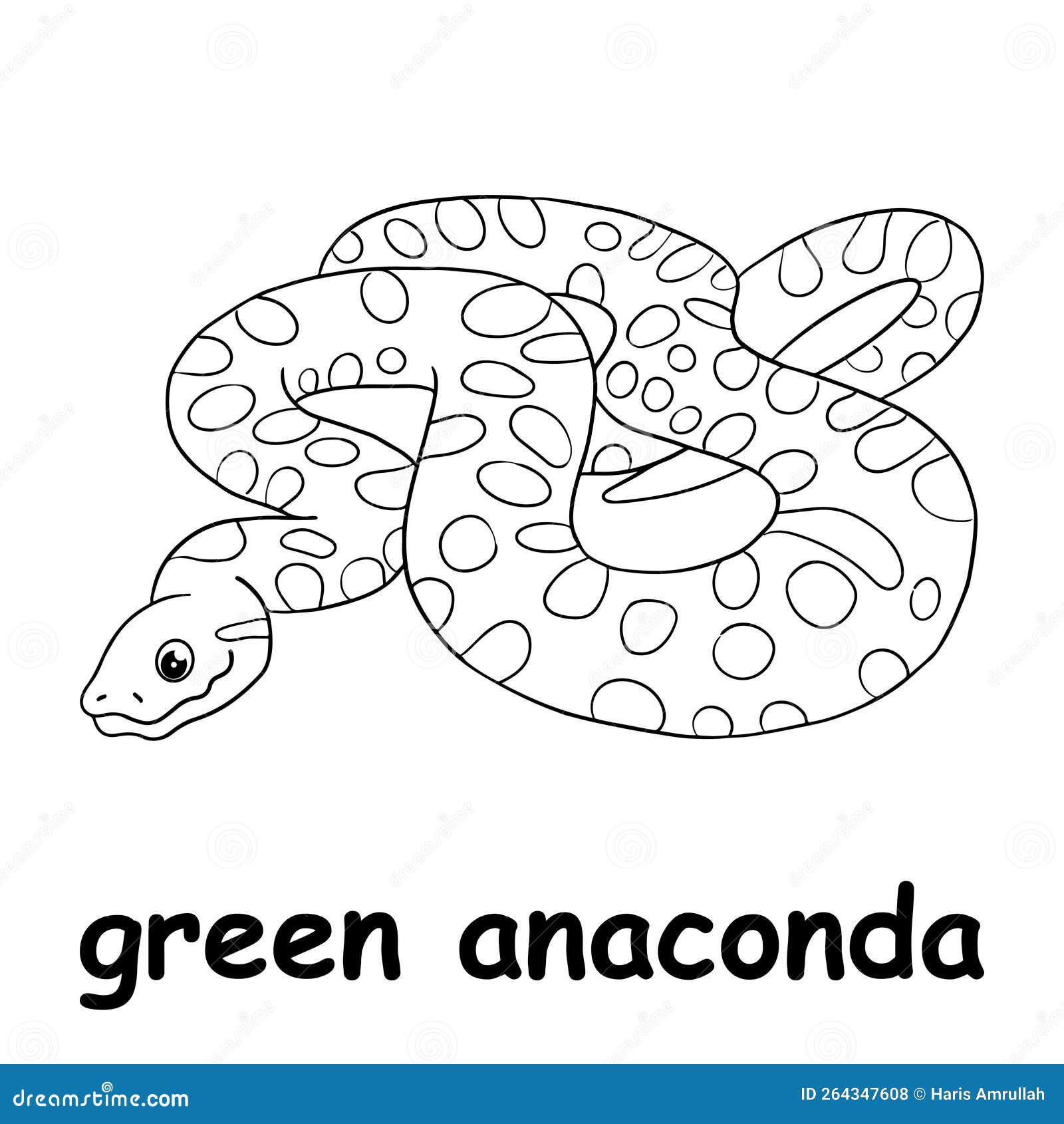 Kids Line Illustration Coloring Green Anaconda. Animal are Just Lines ...