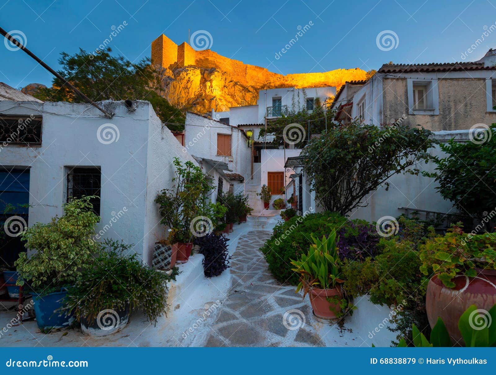 Anafiotika at athens stock image. Image of urban, holiday - 68838879