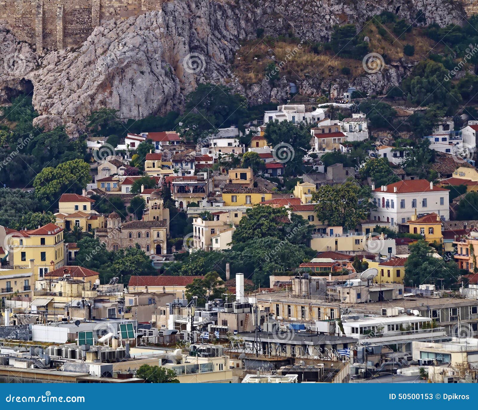 Anafiotika and Plaka, on the Foot of Acropolis, Athens Stock Image ...