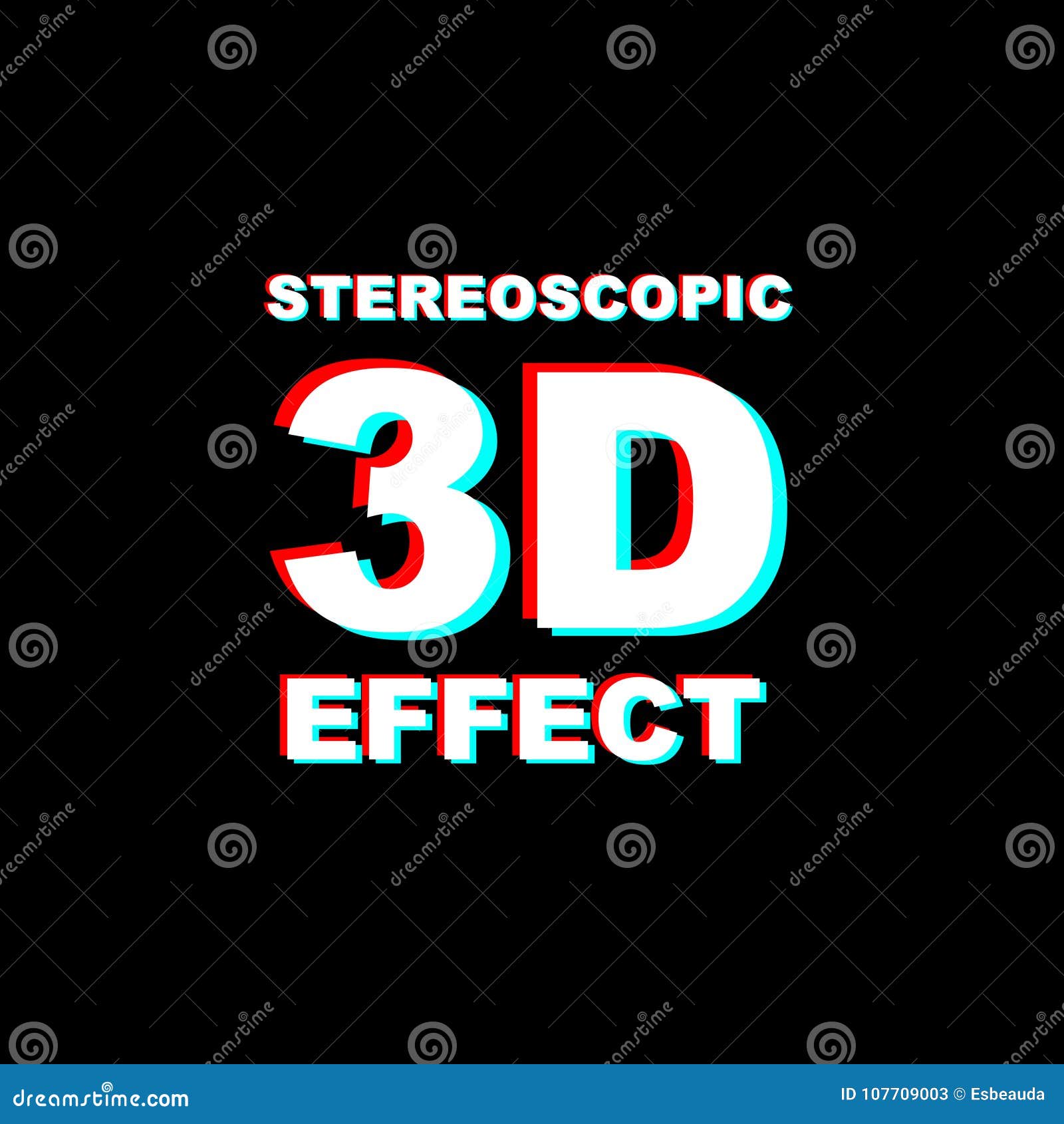 Anaglyph 3D text stock vector. Illustration of visual - 107709003