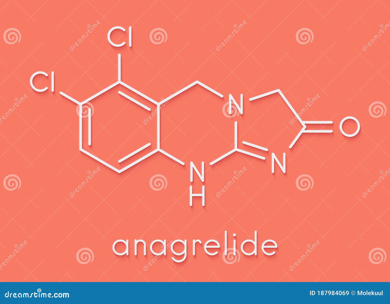 Anagrelide Essential Thrombocytosis Drug Molecule. Skeletal Formula ...