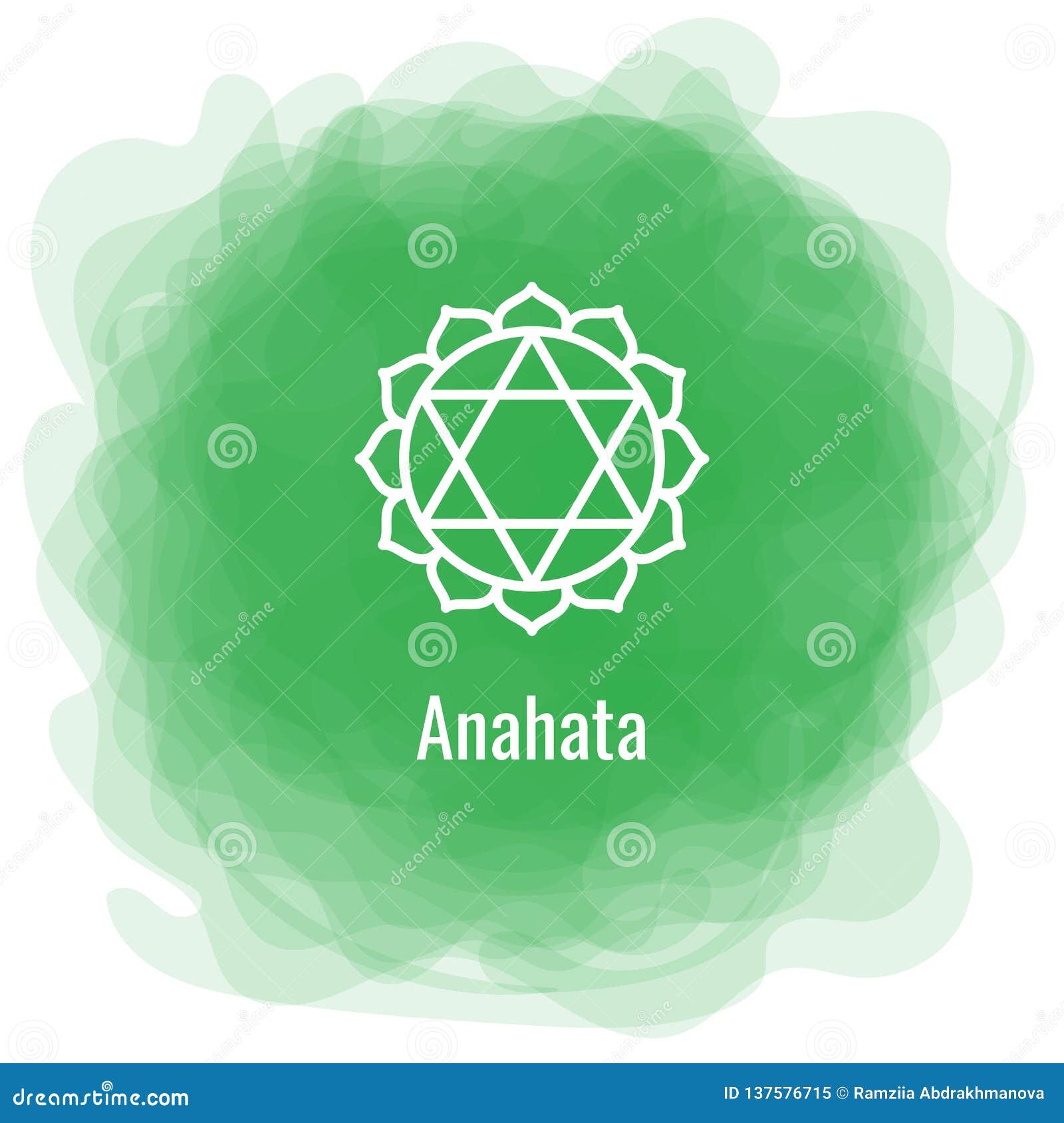 Anahata Icon. the Fourth Heart Chakra. Vector Green Smoky Circle. Line ... Anahata Icon. the Fourth Heart Chakra. Vector Green Smoky Circle. Line ...
