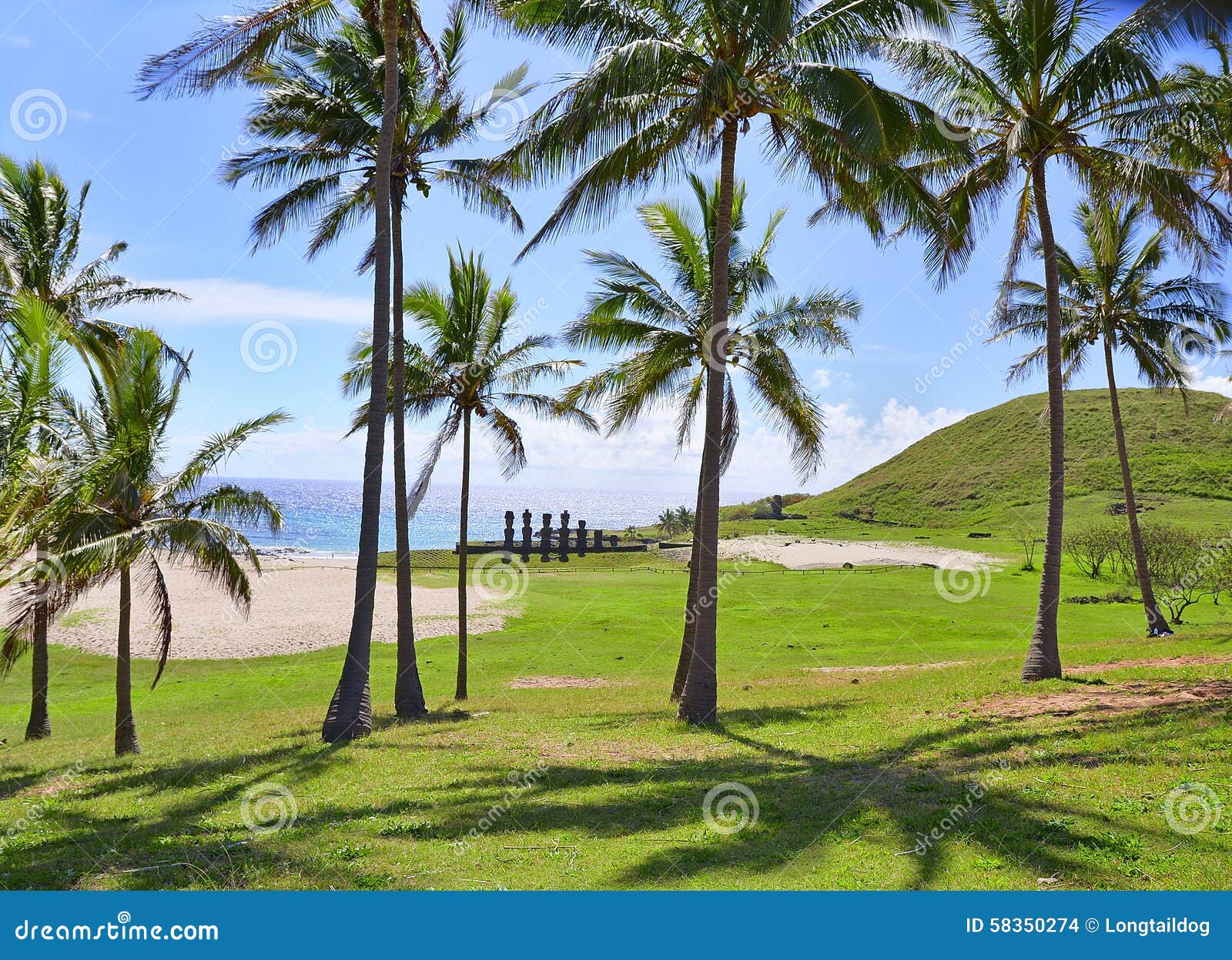 Anakena Beach Easter Island Rapa Nui Landscape Stock Photo ...