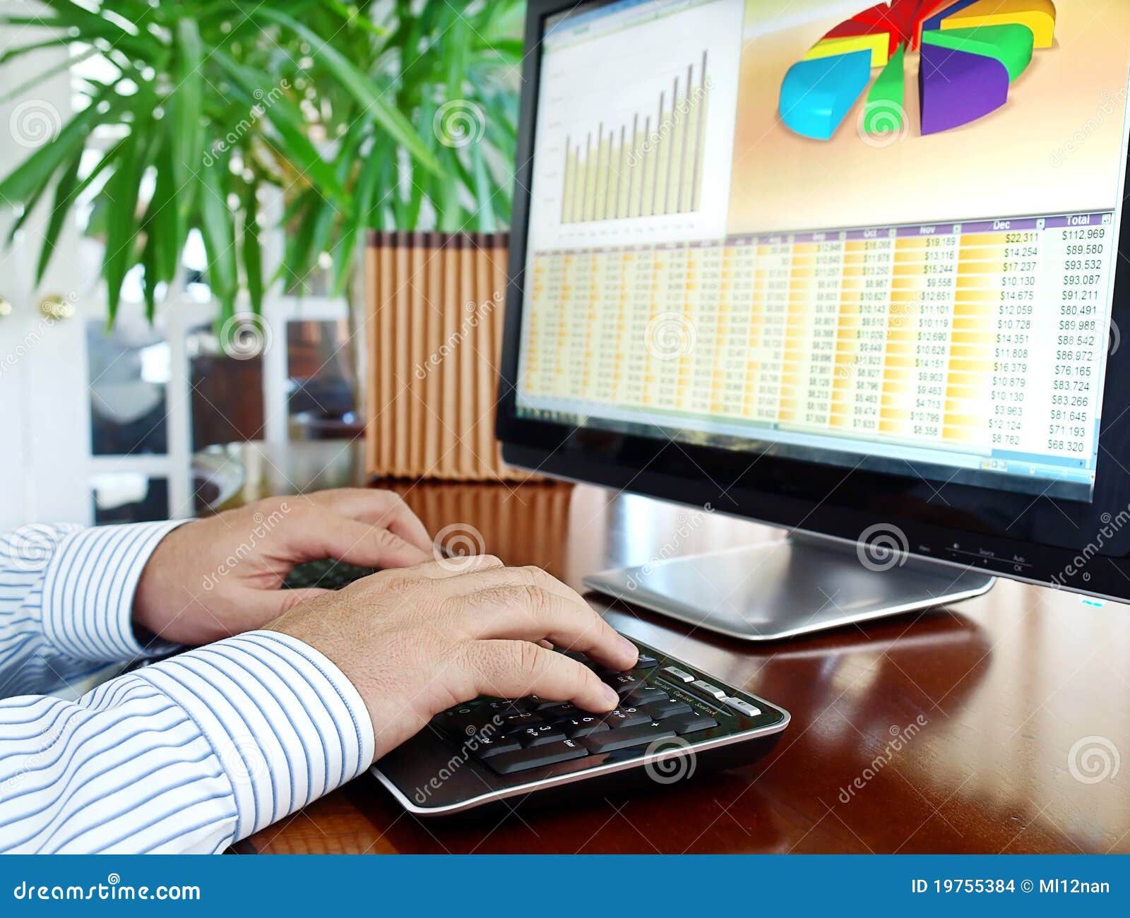 Analizing Data on Computer. Stock Photo - Image of graph, income: 19755384