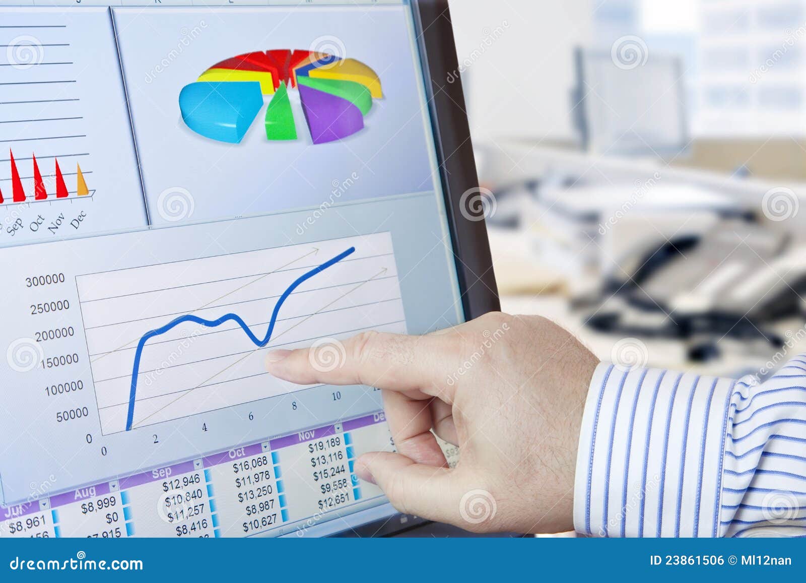 Analizing data on computer stock photo. Image of conceptual - 23861506