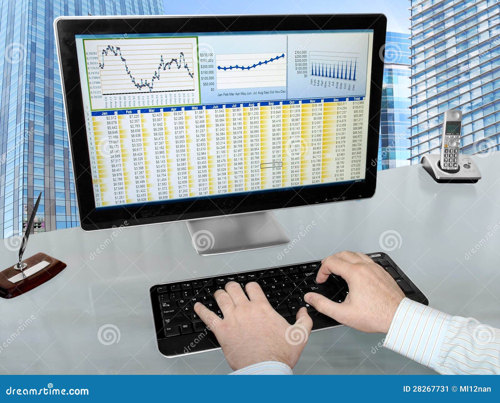 Analizing Data on Computer stock image. Image of computer - 28267731