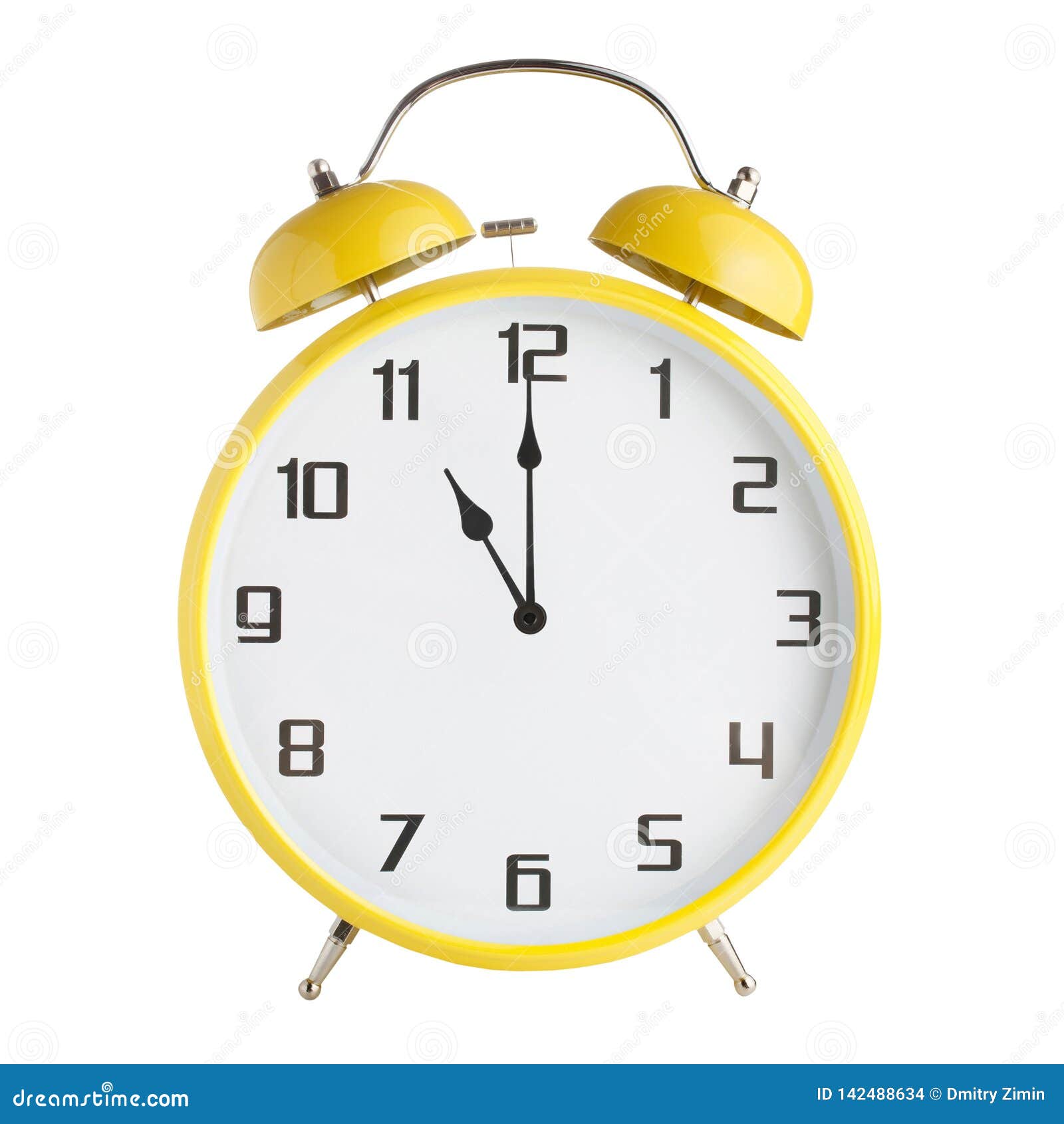 Analog Alarm Clock Showing Eleven O`clock, 11pm or 11am Isolated on ... Analog Alarm Clock Showing Eleven O`clock, 11pm or 11am Isolated on ...